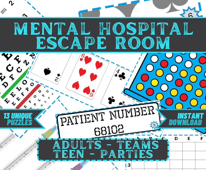 Escape Room Game Printable Mental Hospital Office Teams - Etsy