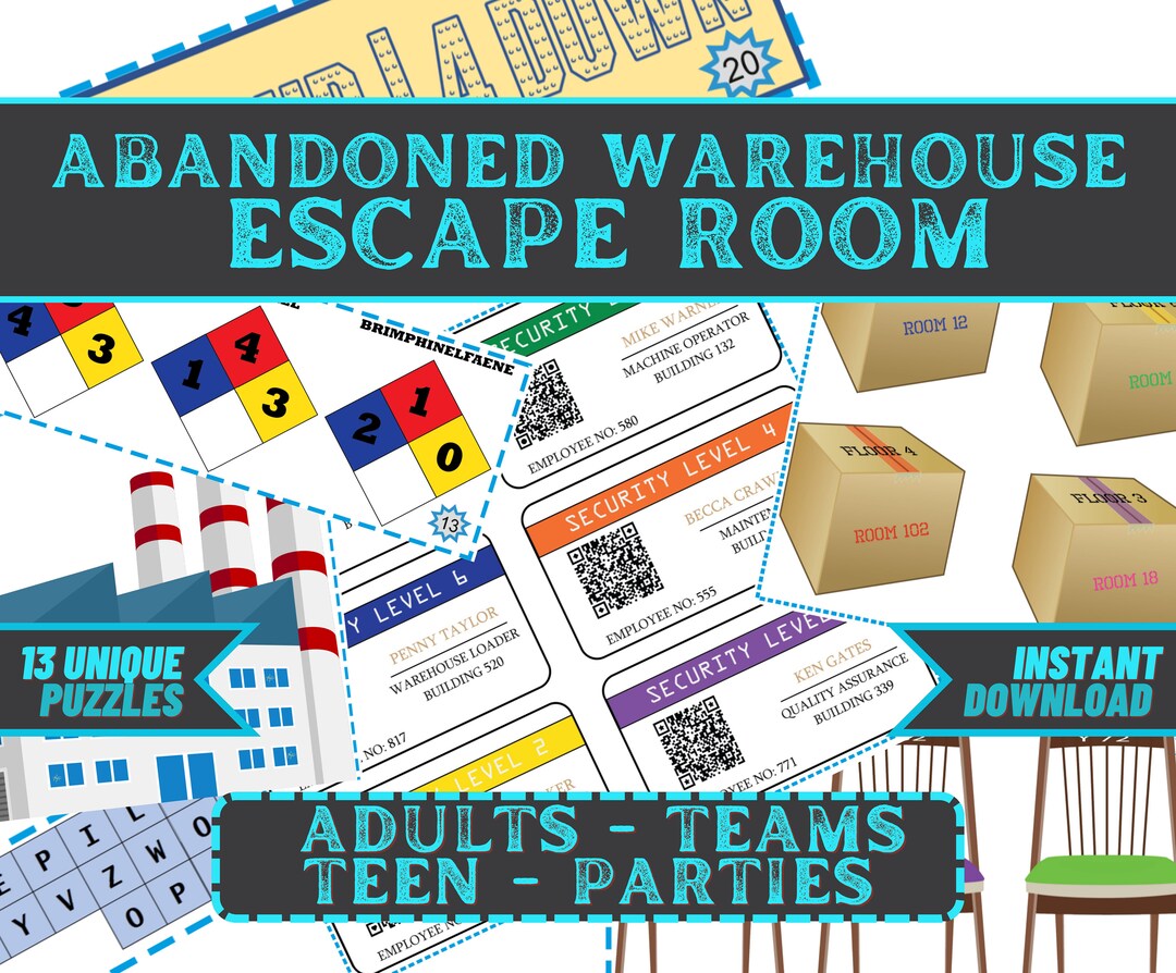 Escape Room Game Printable Abandoned Warehouse Office - Etsy