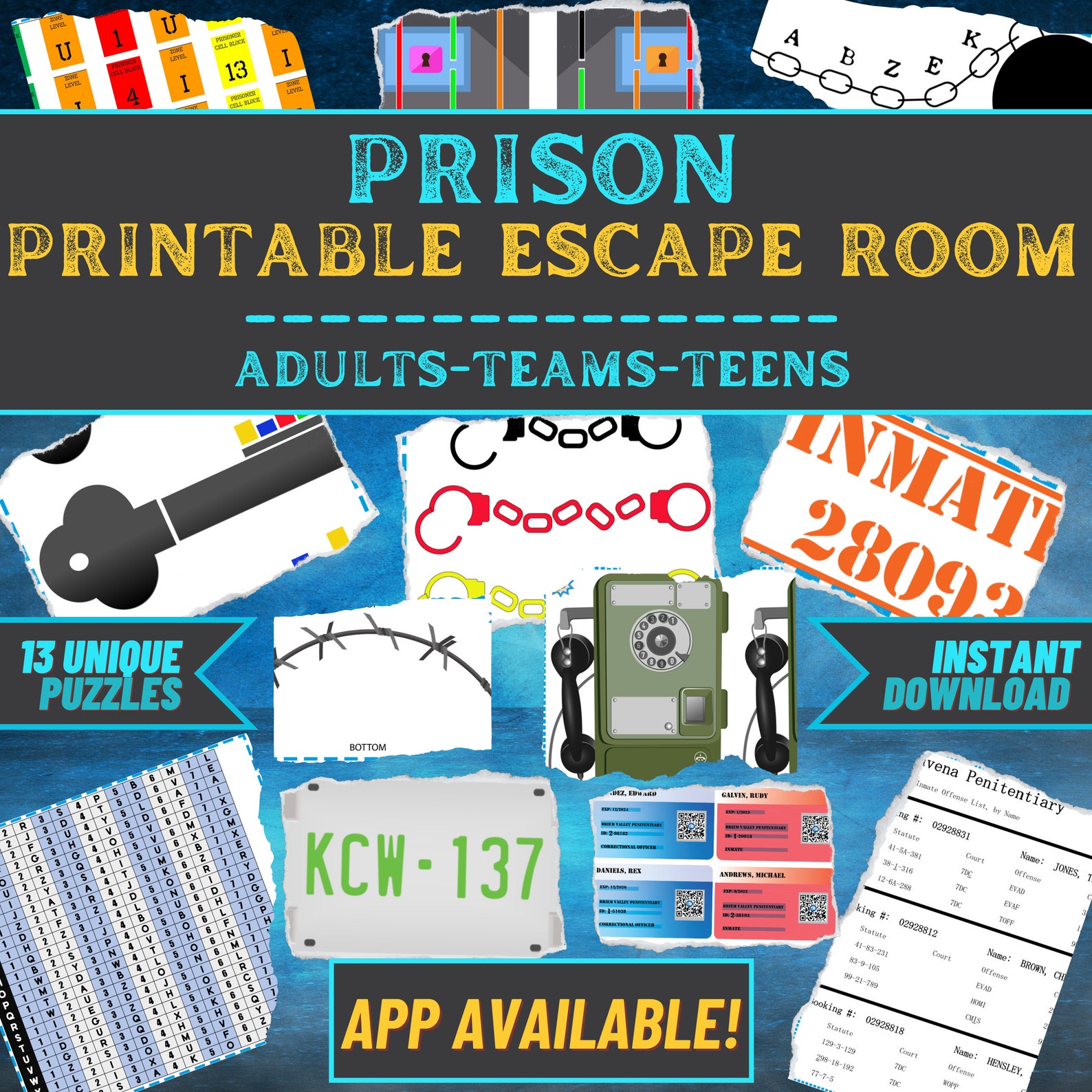Escape Room Game Printable - Prison Escape - Office Teams, Adults ...