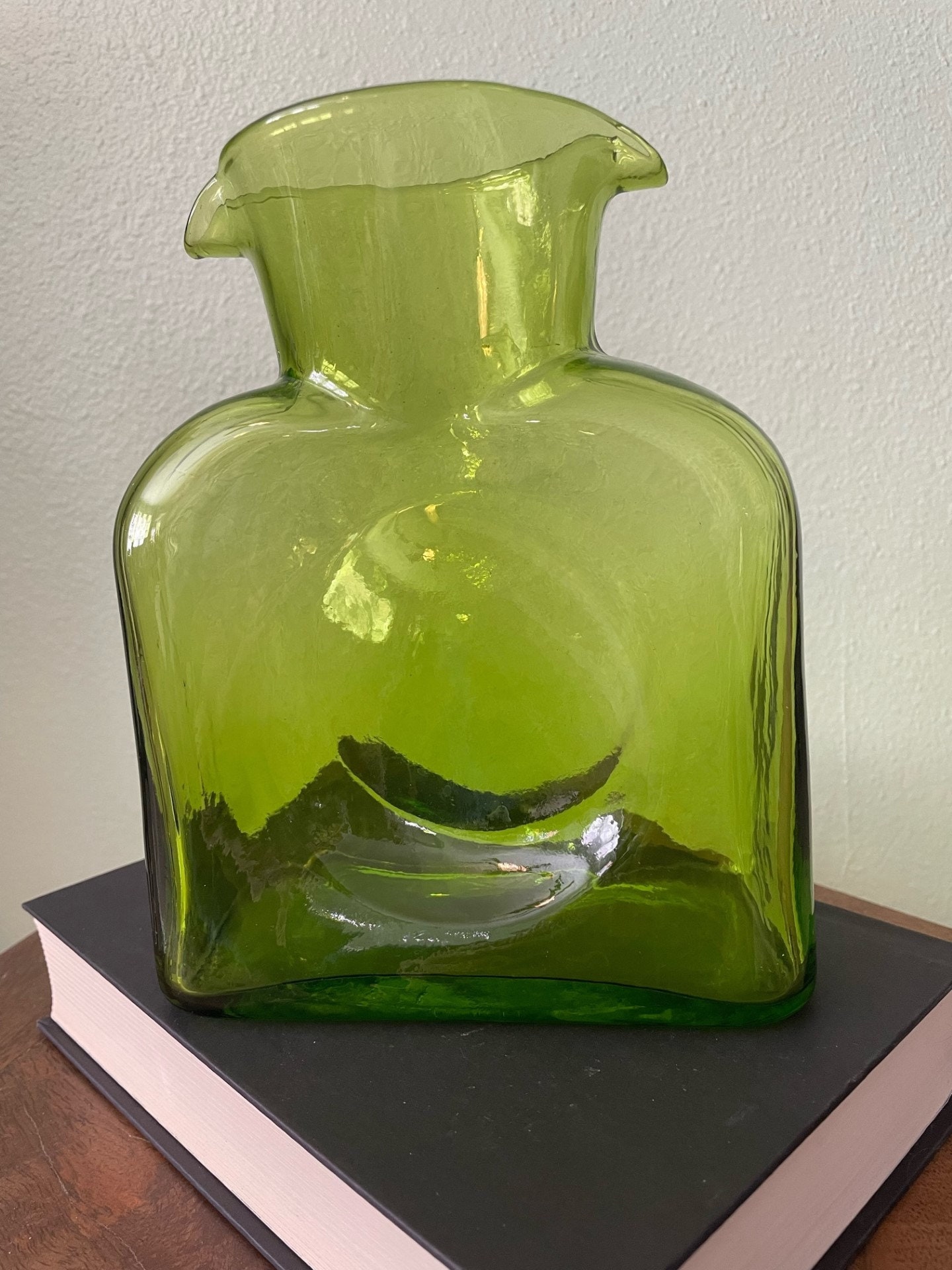 Vintage Blenko Water Bottle Number 384 Green - Etsy