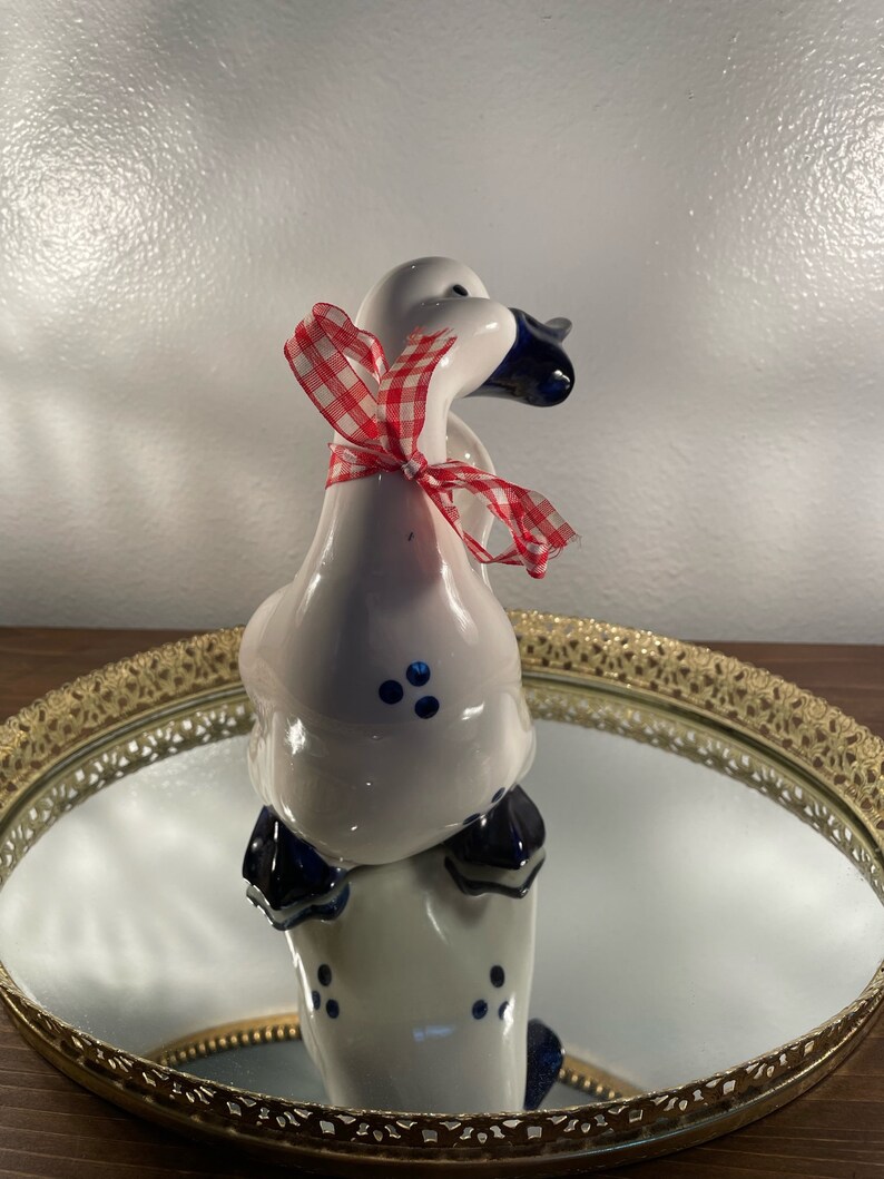 Porcelain Goose White With Navy Accents - Etsy