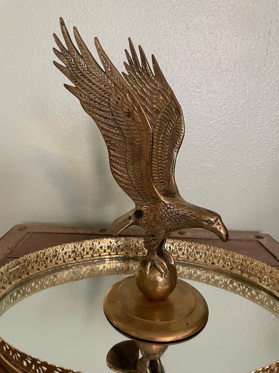 Vintage Leonard Solid Brass Eagle in Flight Statue - Etsy