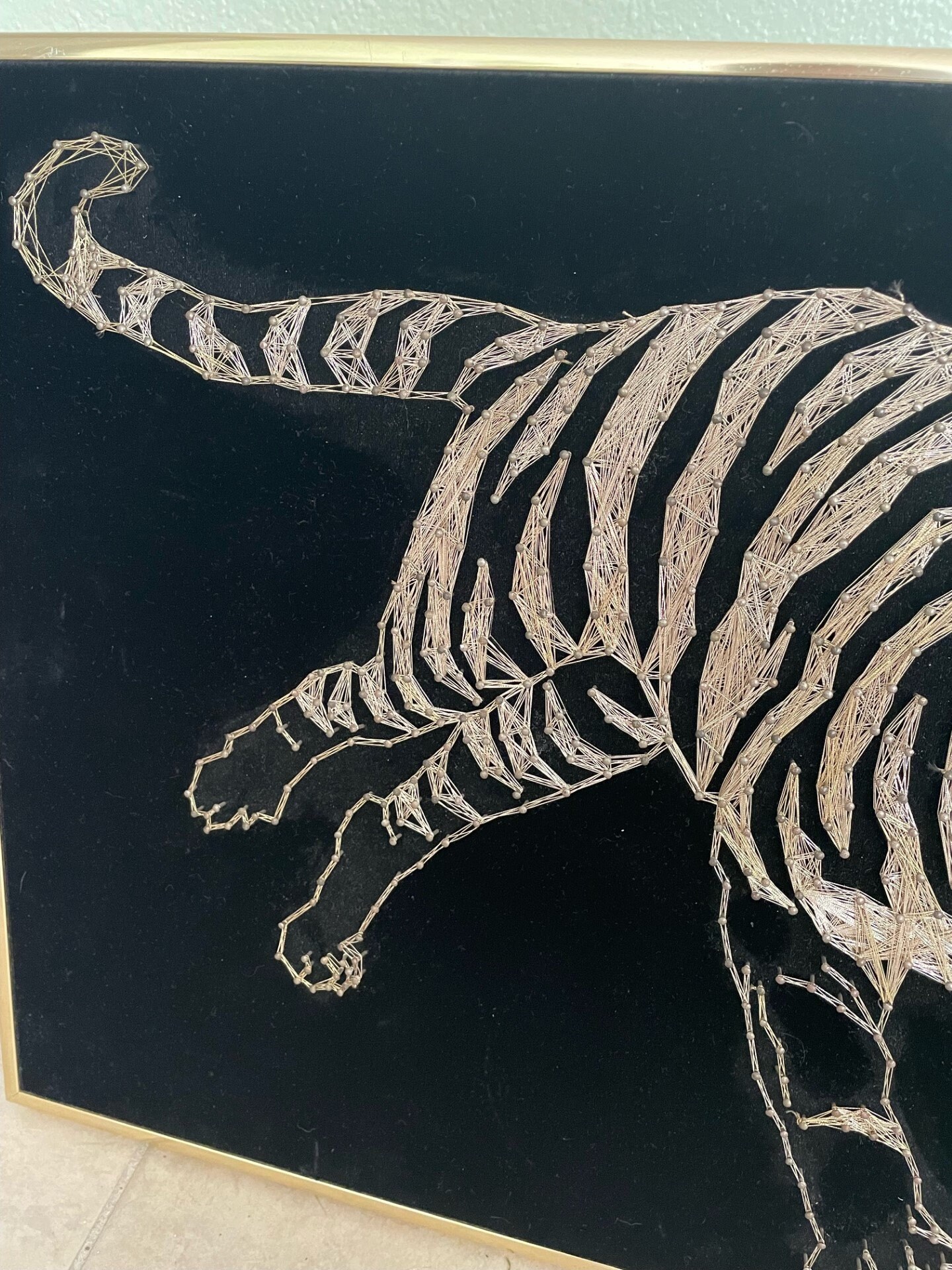 Tiger String Art on Black Velvet Framed - Etsy