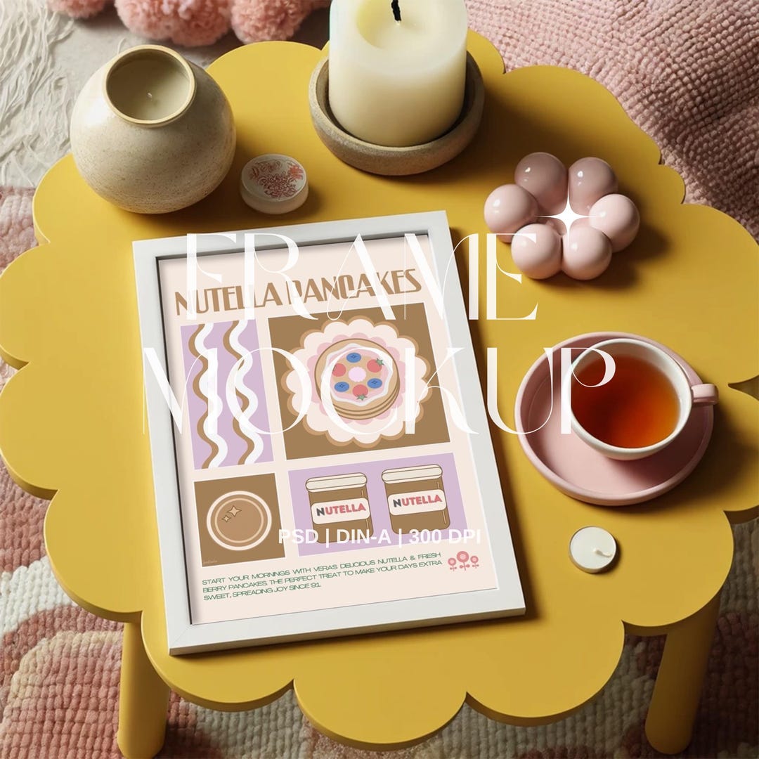 A4 Y2K Art Print Mockup for Cozy Home - A3 PSD Digital Mockup for Artists and Designers, Ideal ...