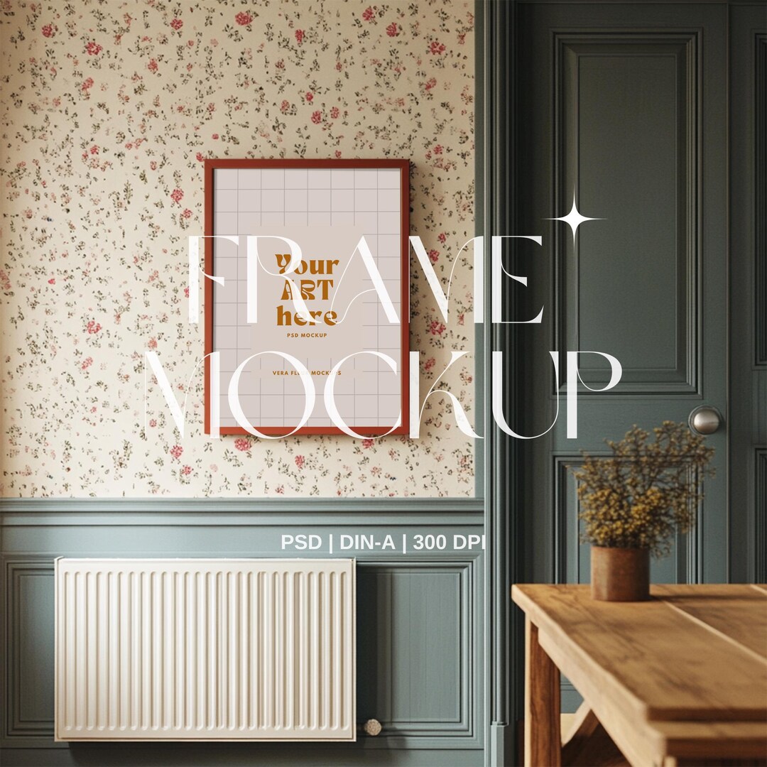 Cottagecore Frame Mockup PSD & CANVA – Vintage Floral Art Print Mockup ...