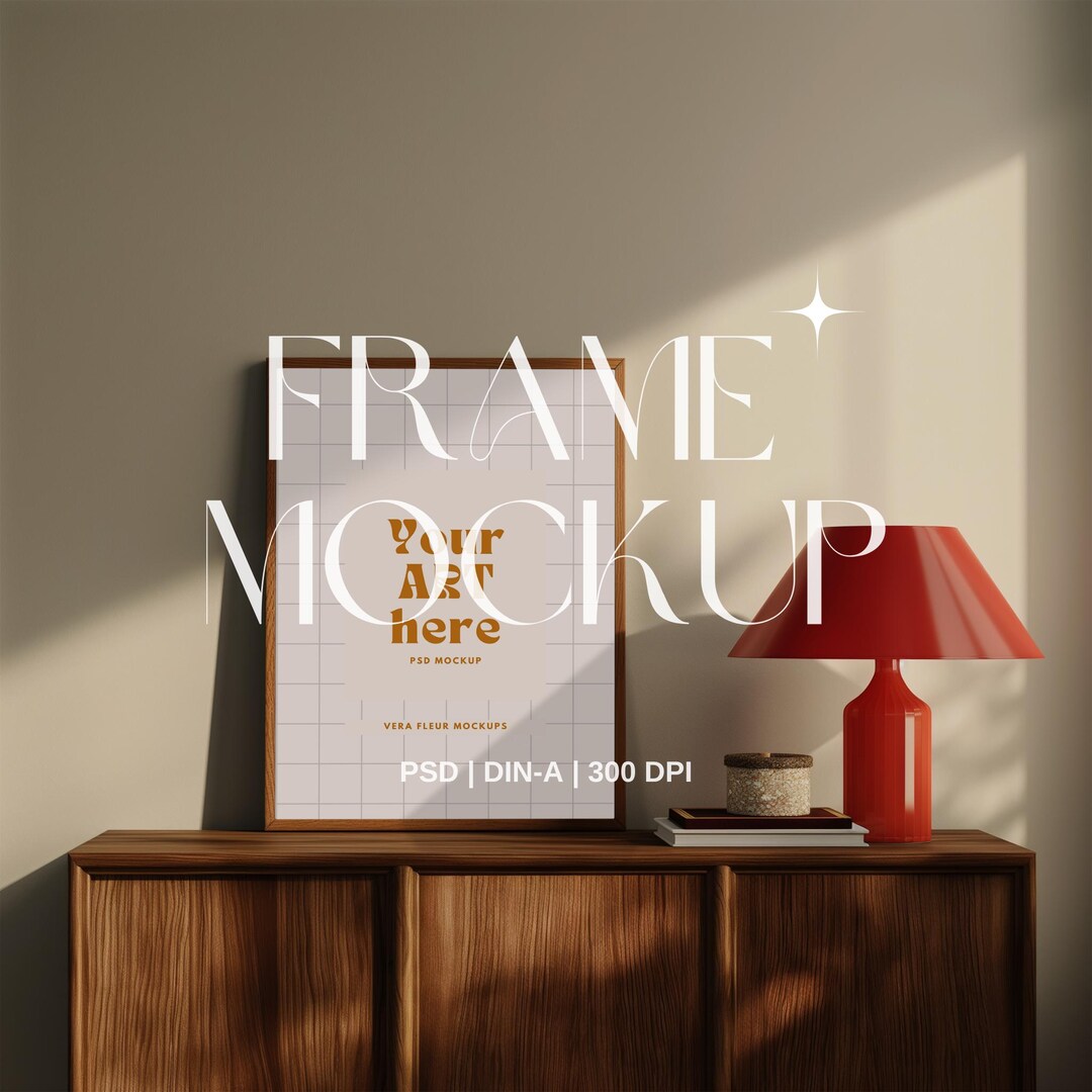 Mid Century DIN-A Oak Frame Mockup | Minimalist Retro Decor | PSD ...