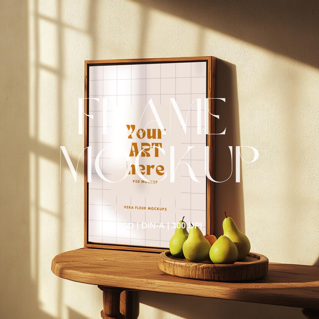 Oak Frame Mockup: Modern Kitchen Art Display (PSD Digital Download) - Etsy
