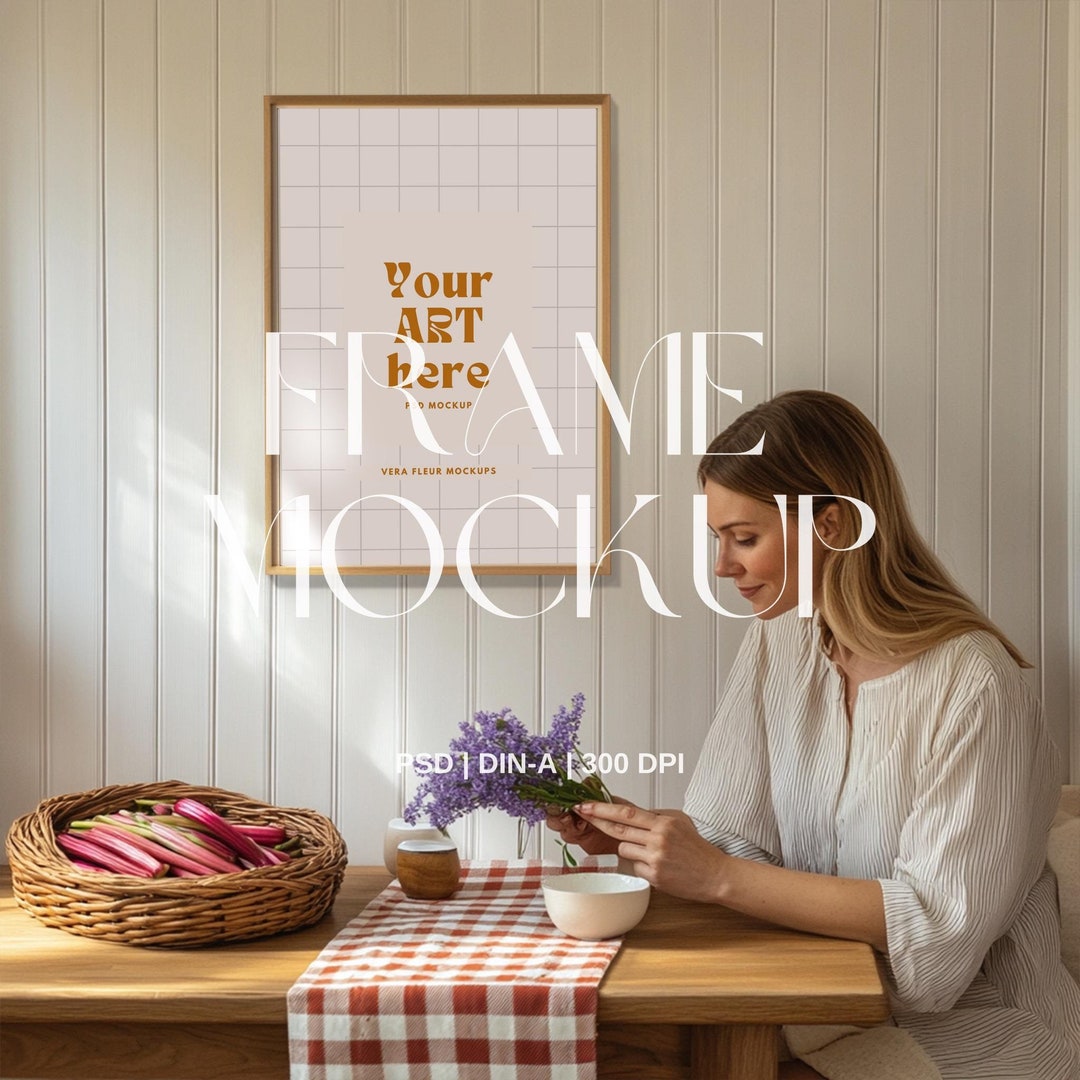 Cottagecore Frame Mockup PSD – Art Print Mockup, Editable A3 DIN-A, 300 ...