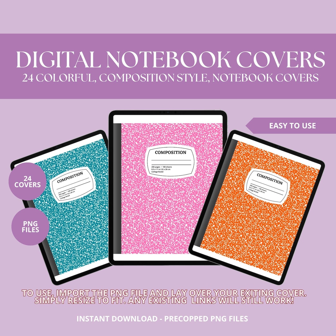 24 Composition Notebook Covers, Composition Book Covers, Digital ...