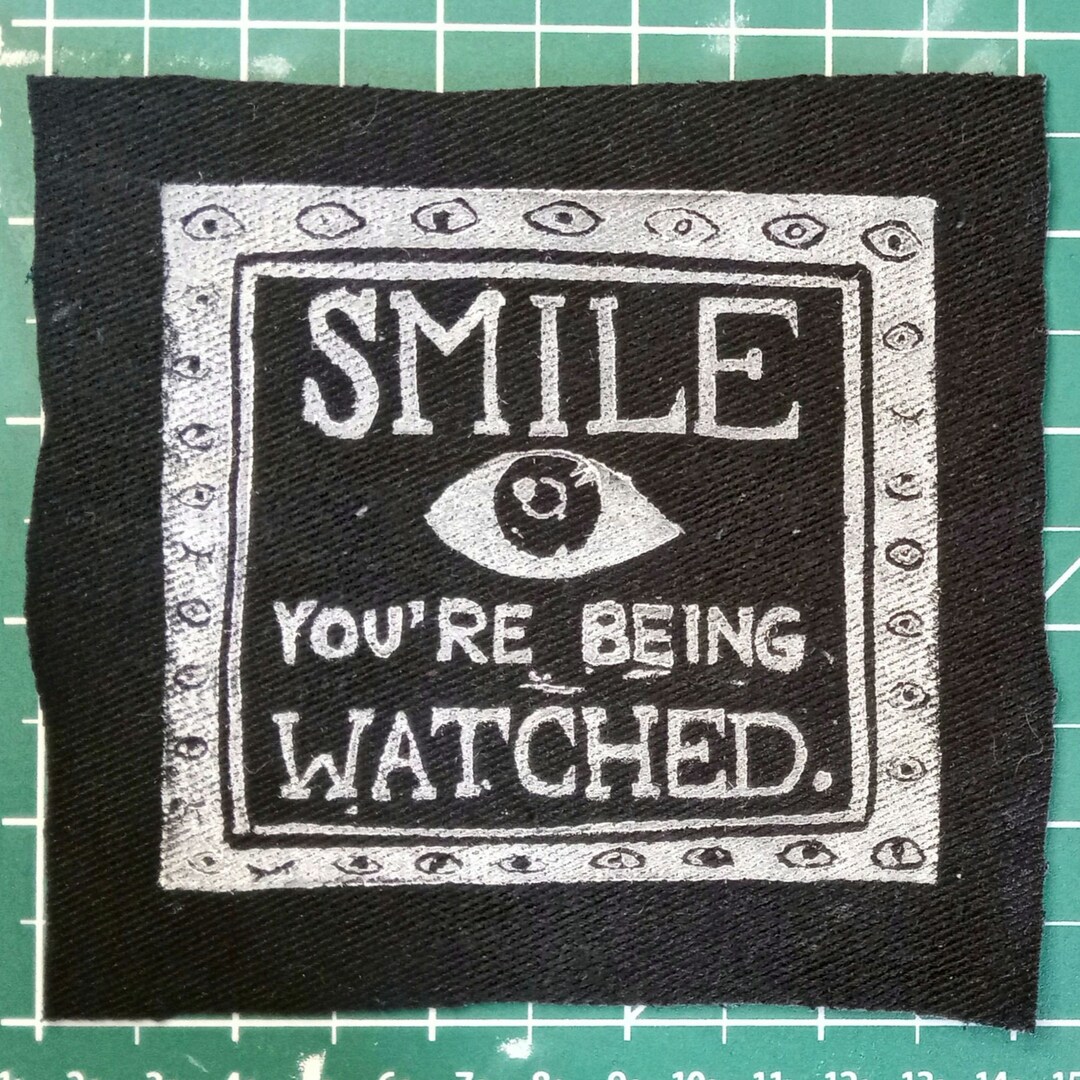 Smile You're Being Watched Linocut Sew on Patch - Etsy