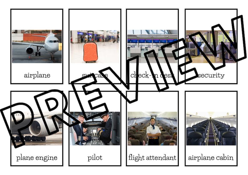 Montessori Language Flash Cards: Airport Vocabulary for Toddlers and ...
