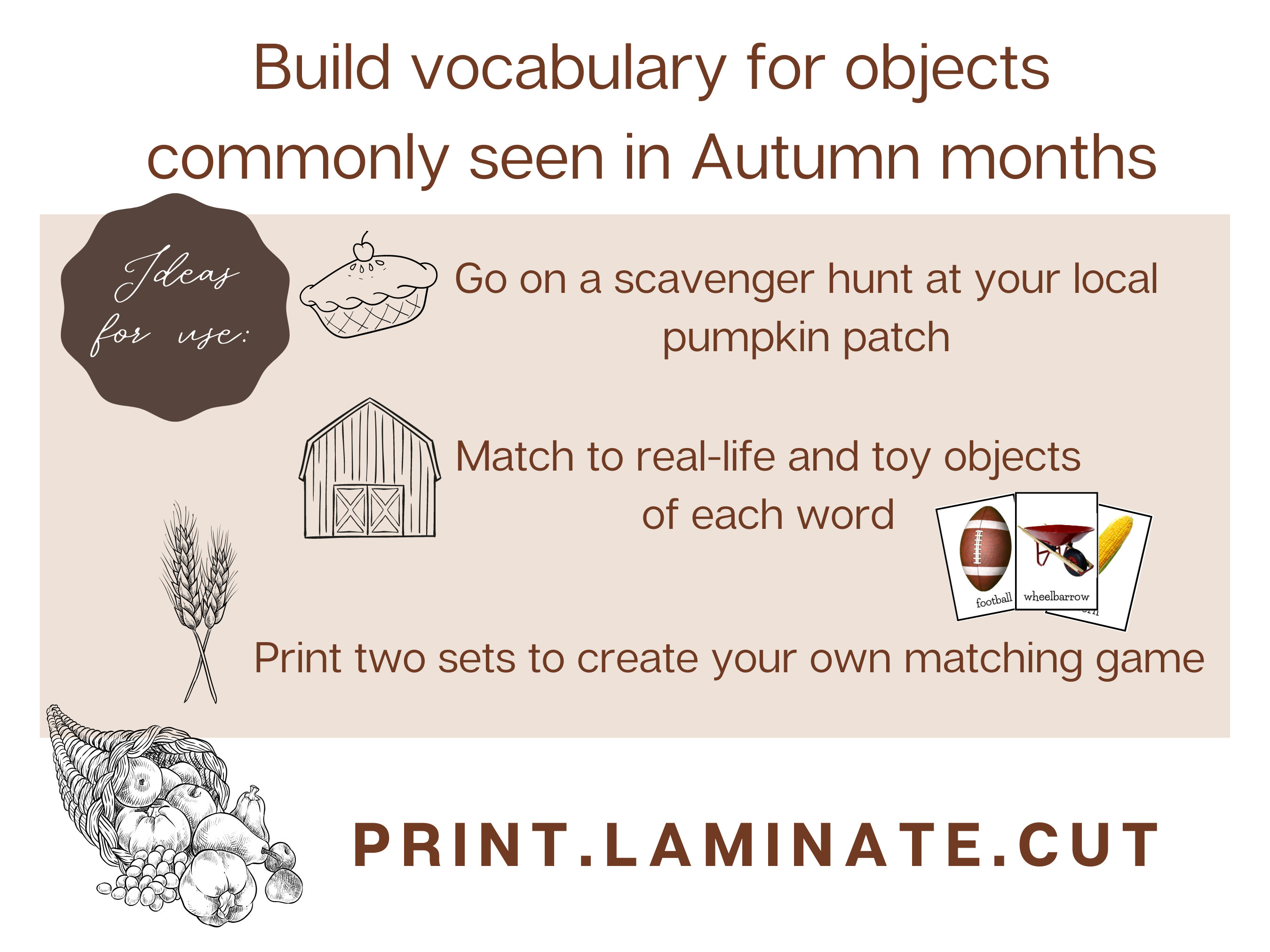 Montessori Language Flashcards: Fall/autumn Vocabulary for Toddlers and ...