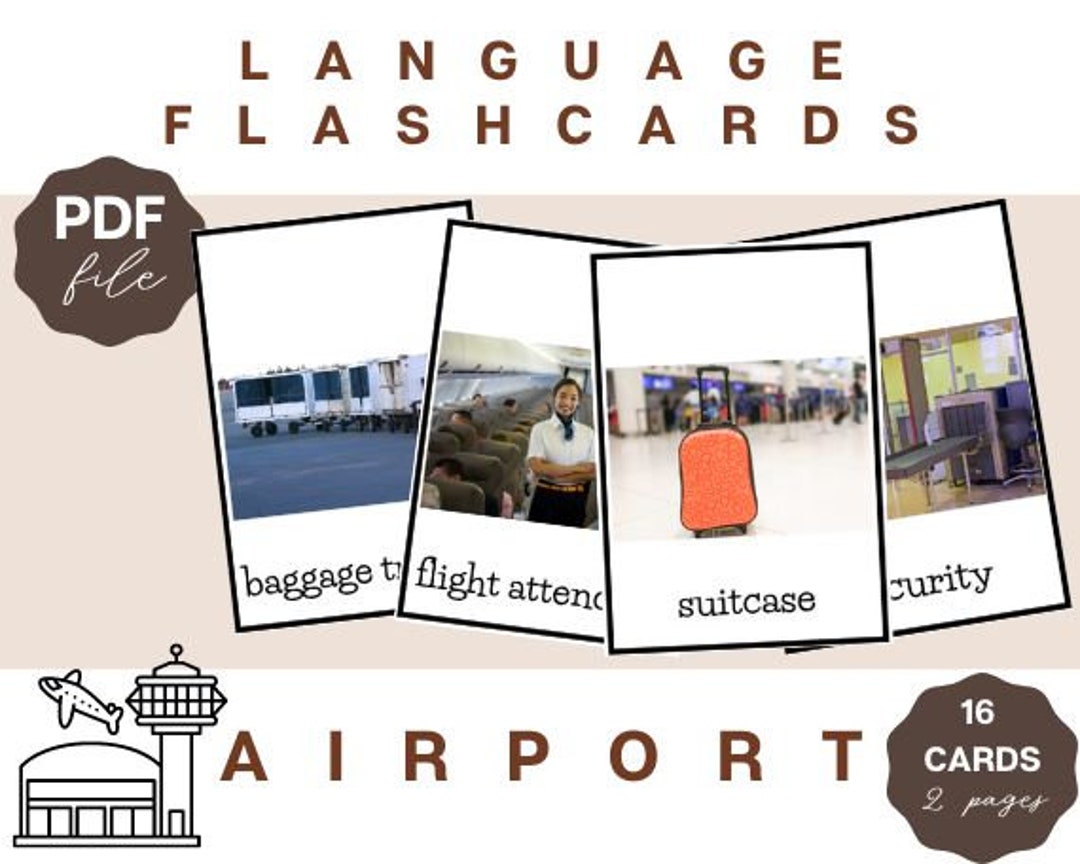 Montessori Language Flash Cards: Airport Vocabulary for Toddlers and ...