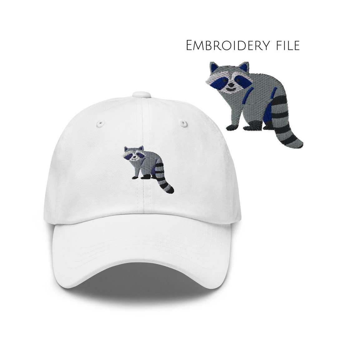 Raccoon Hat, Trash Can in the Back, Embroidered Stitched Raccoon ...