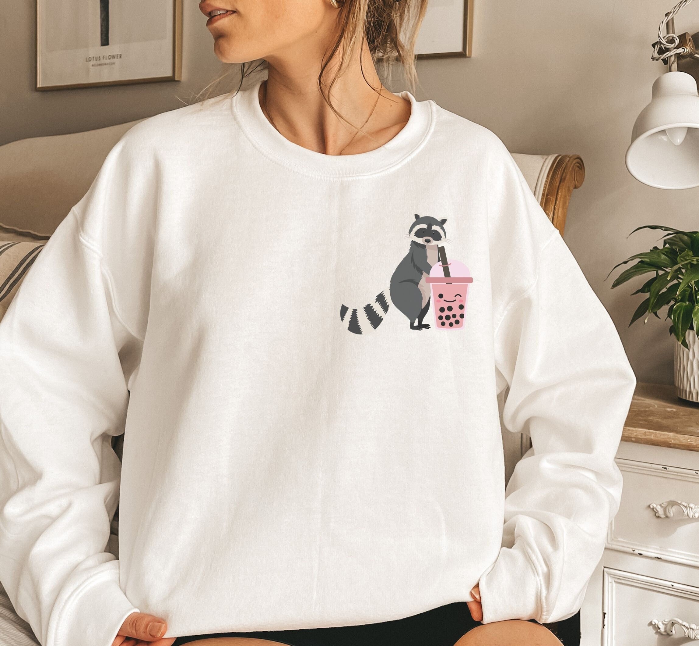 Boba Raccoon Sweatshirt Boba Tea Raccoon Lover Bubble Tea - Etsy