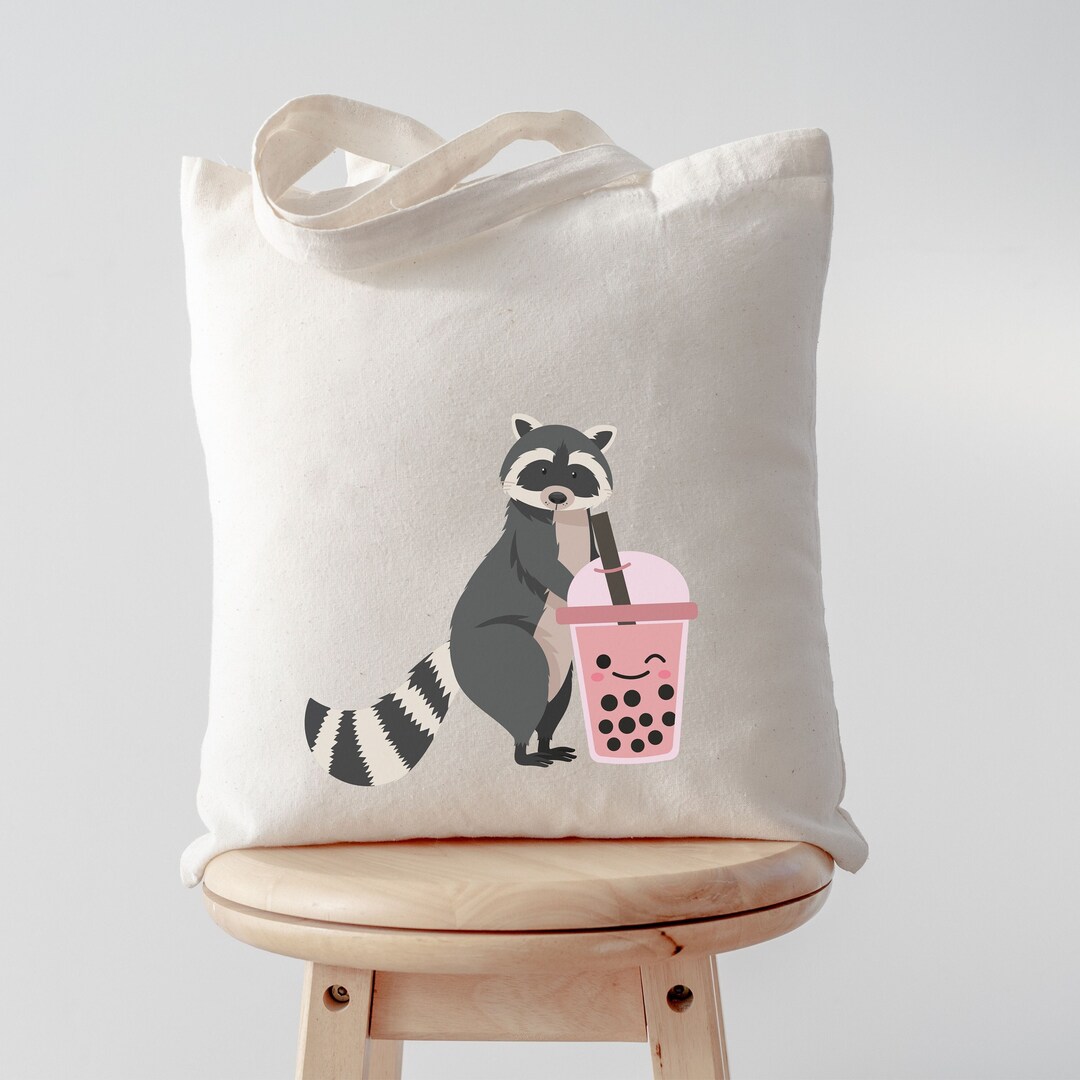 Boba Raccoon Eco Tote, Funny Raccoon Bag, Bubble Tea Raccoon Tote ...