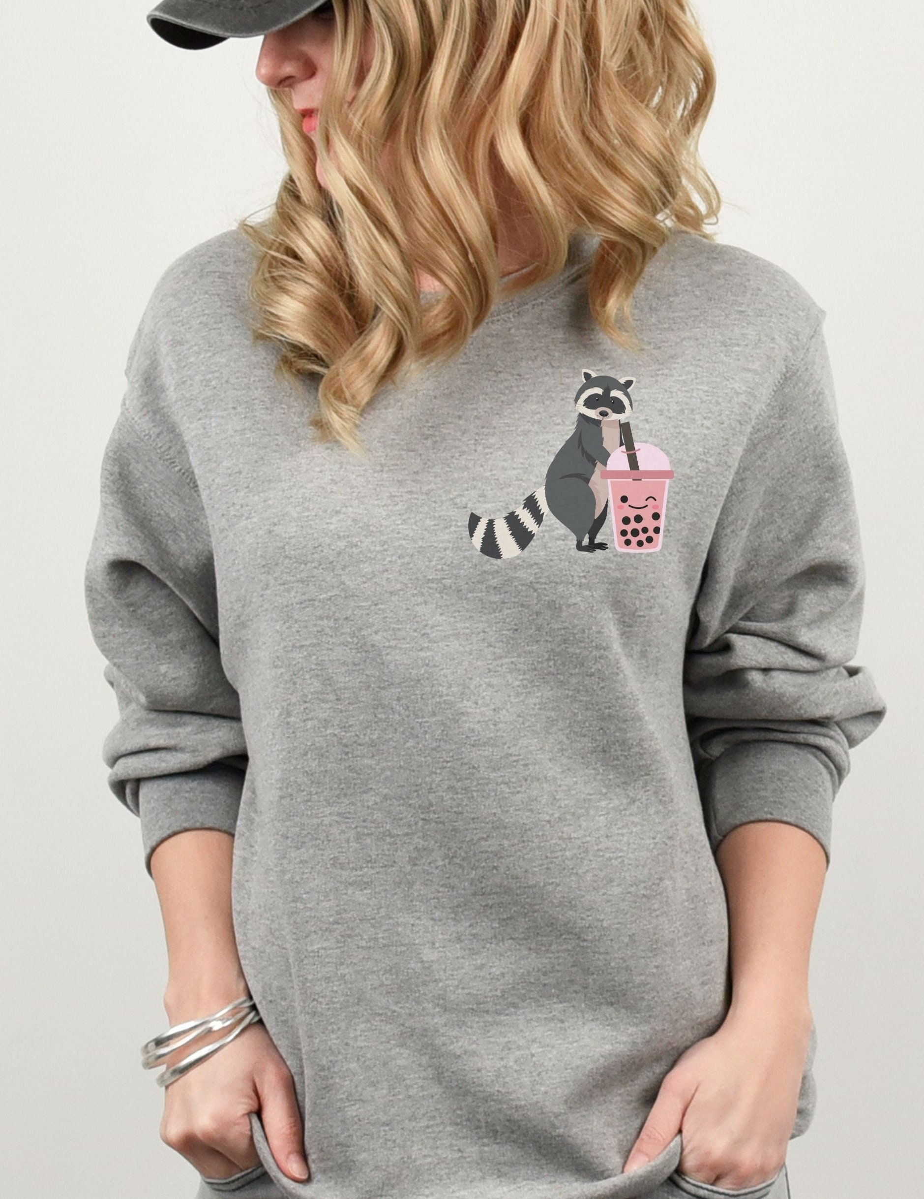 Boba Raccoon Sweatshirt Boba Tea Raccoon Lover Bubble Tea - Etsy