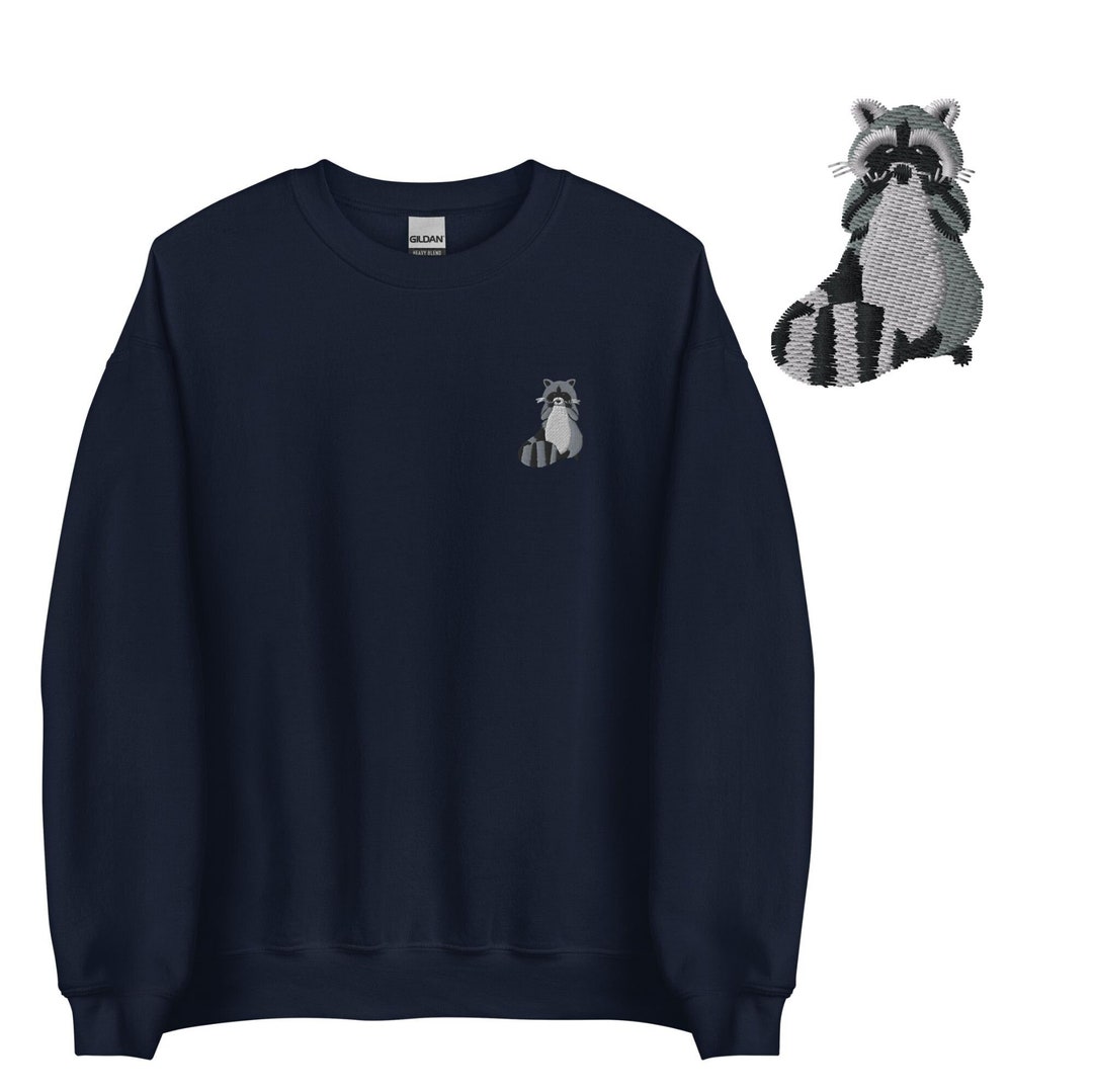 Raccoon Embroidered Sweater, Raccoon Shirt, Trash Panda Sweatshirt ...