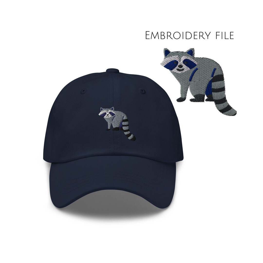 Raccoon Hat, Trash Can in the Back, Embroidered Stitched Raccoon ...