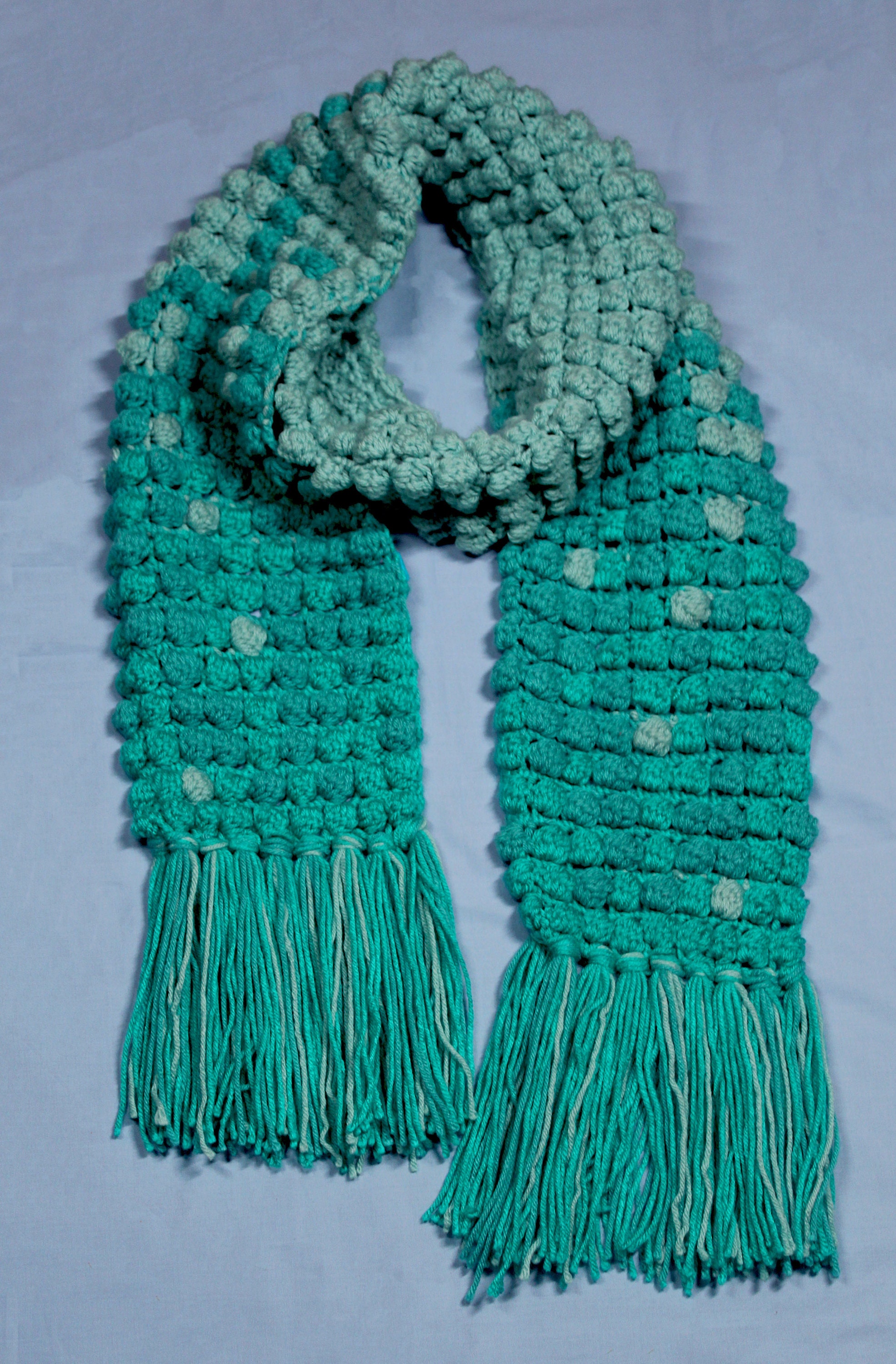 Handmade Icy Blue Bobble Stitch Pixel Scarf - Etsy