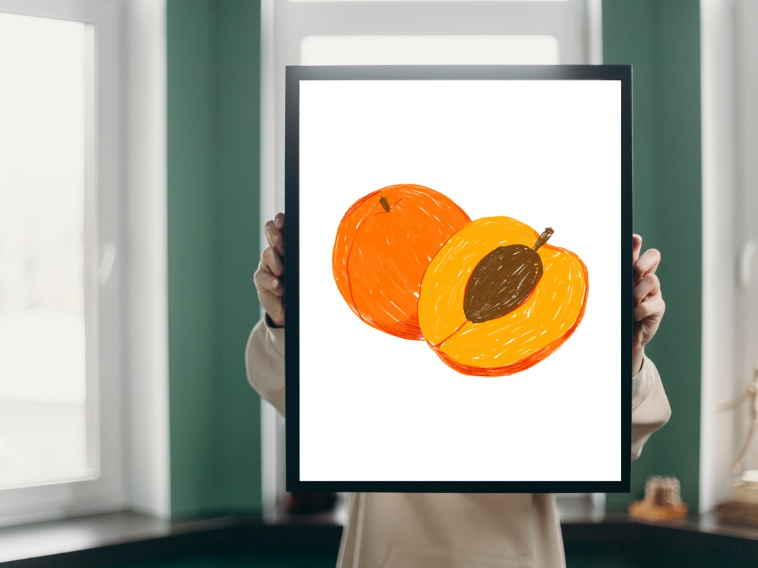 Apricot Digital Art Print, Printmaking Poster Print, Minimalist Kitchen ...