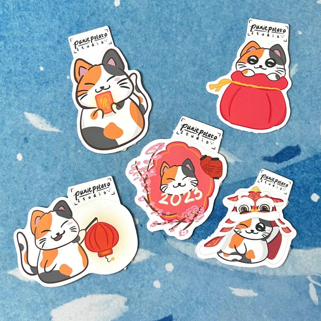 Vinyl Sticker 2023 Lunar New Year Cat STICKER PACK, Weatherproof Matte ...