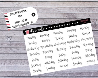 DAYS of the WEEK Script Planner Stickers Juliesplans / Julie Garza Font ...