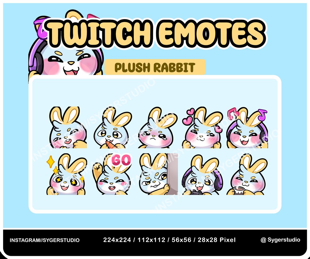 Plush Rabbit Emote Twitch, Discord, Kick Emotes Instant Download ...