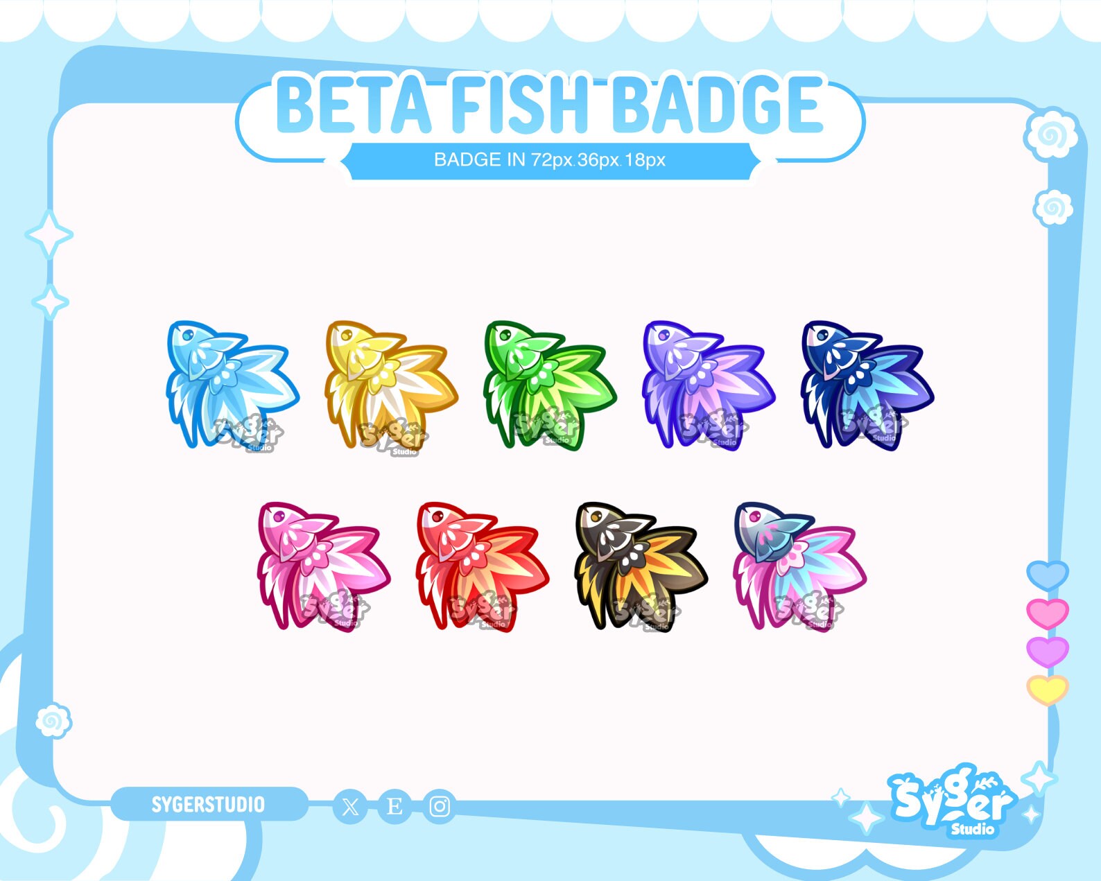 Beta Fish Sub Badges for Twitch: Premade Stream Badges (digital File ...