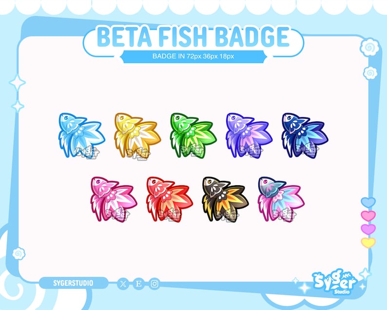 Beta Fish Sub Badges for Twitch: Premade Stream Badges (digital File ...