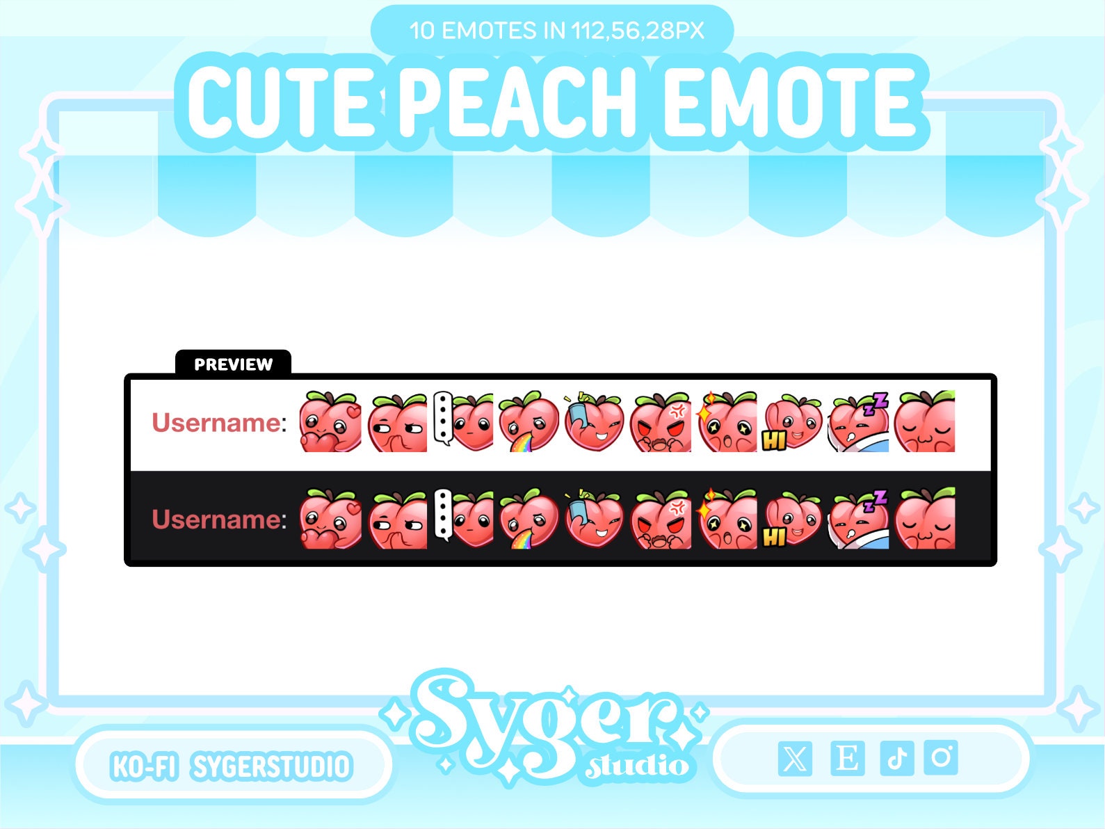 Kawaii Peach Emote Twitch, Discord, Kick Emotes Instant Download ...