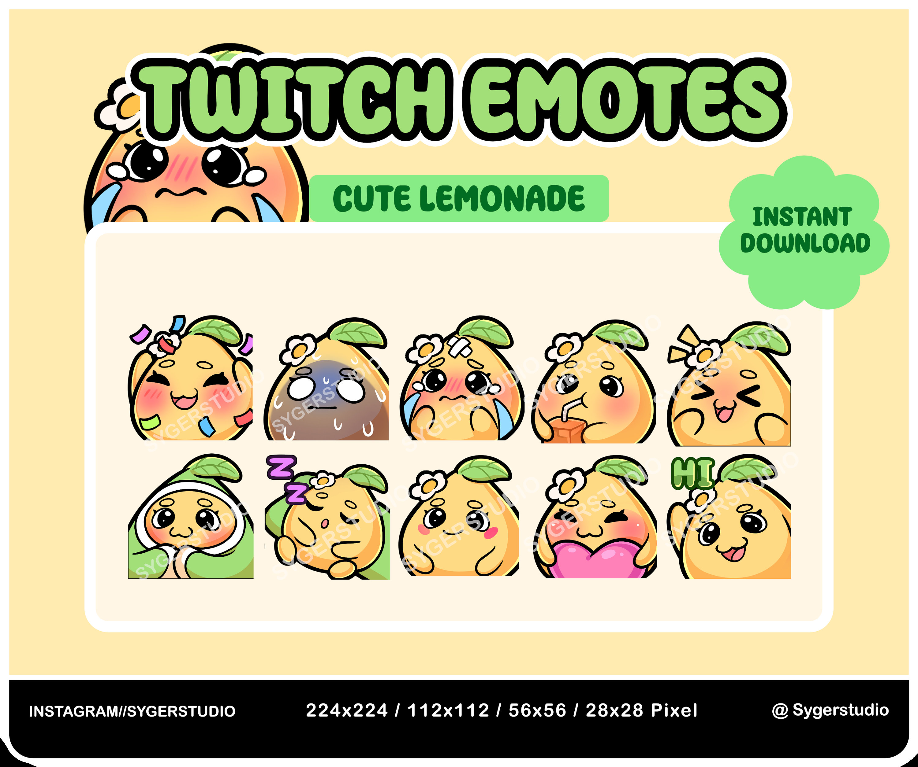 Cute Lemonade Emote Twitch, Discord, Kick Emotes Instant Download ...