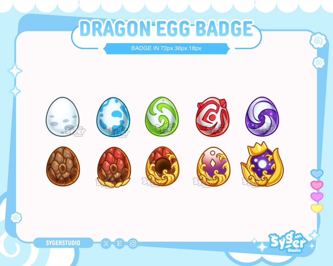 Dragon Egg Sub Badges: Cartoon Twitch Stream Badges (digital File) - Etsy