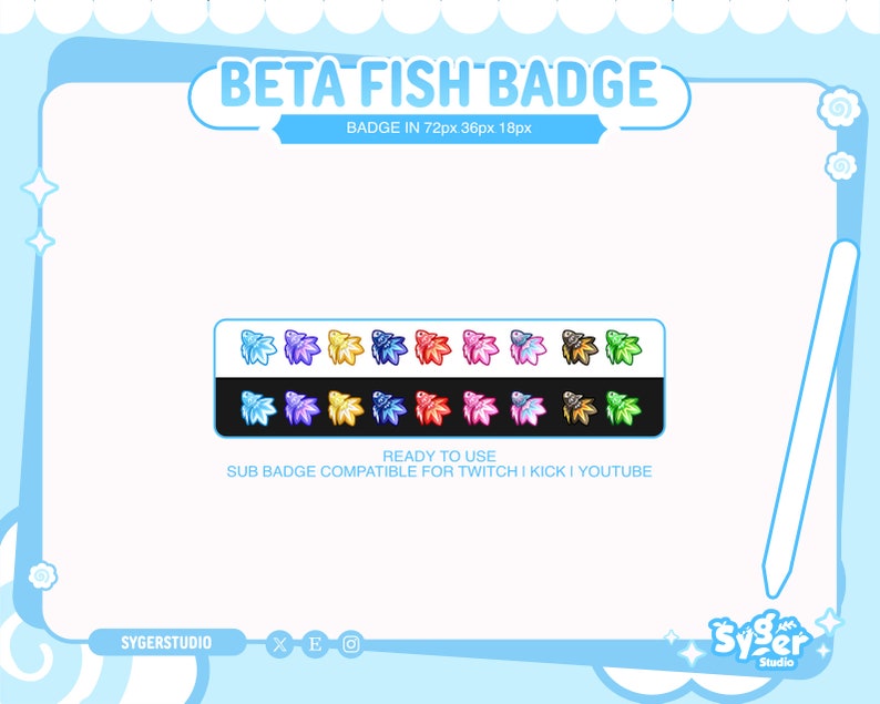 Beta Fish Sub Badges for Twitch: Premade Stream Badges (digital File ...