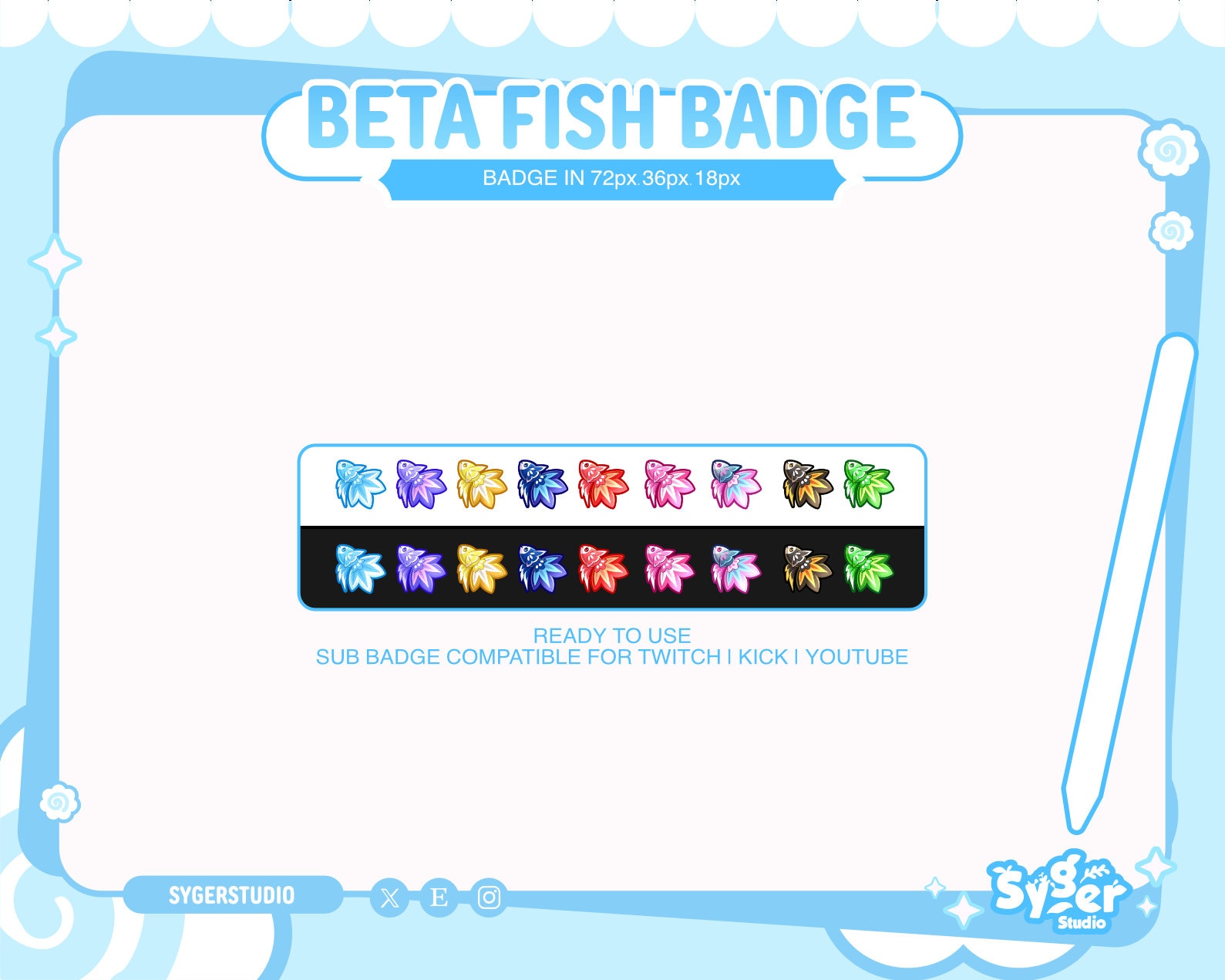 Beta Fish Sub Badges for Twitch: Premade Stream Badges (digital File ...
