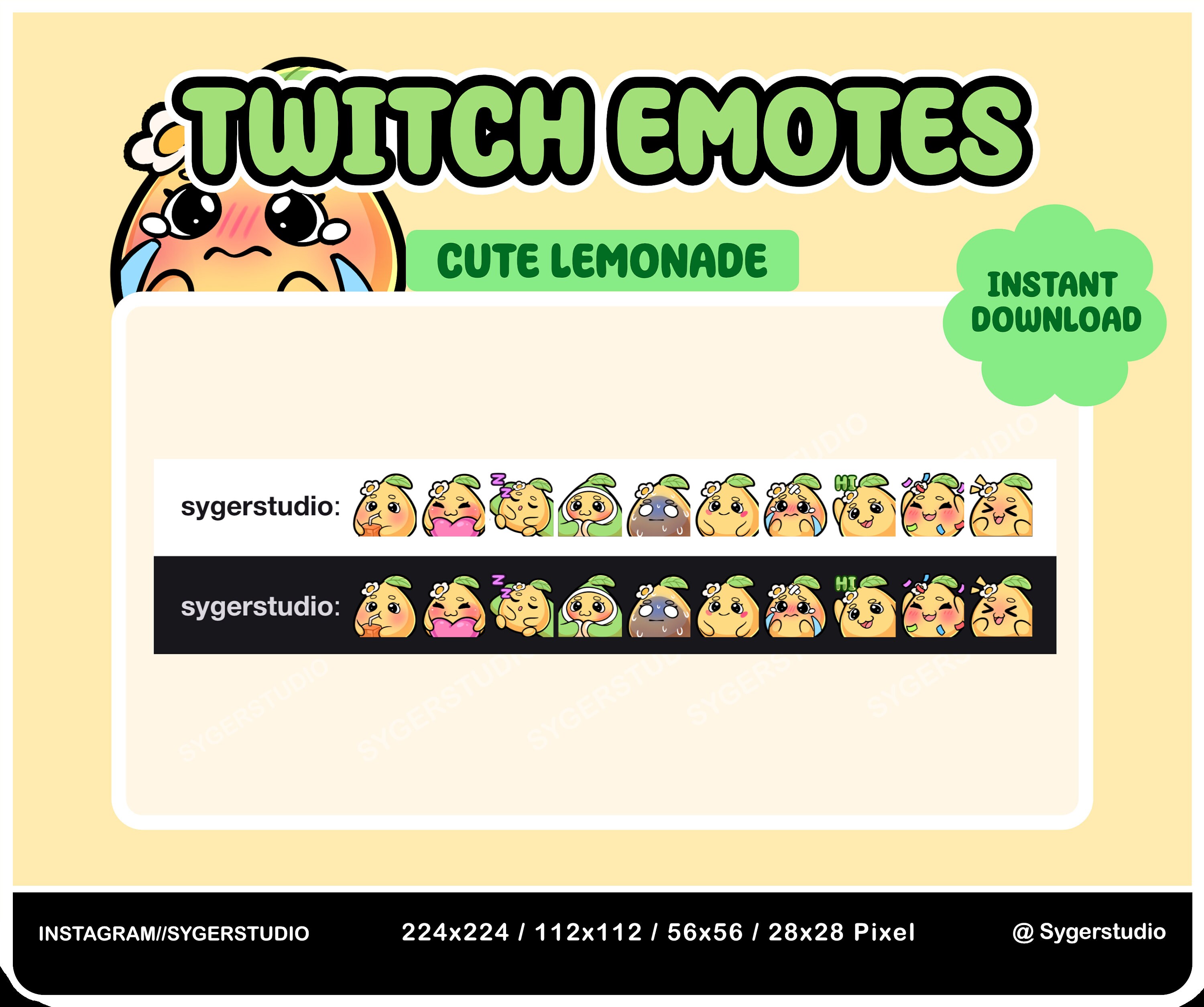 Cute Lemonade Emote Twitch, Discord, Kick Emotes Instant Download ...