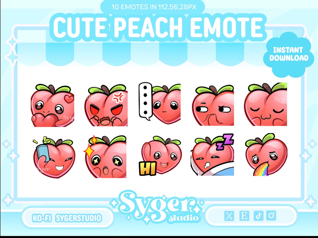 Kawaii Peach Emote Twitch, Discord, Kick Emotes Instant Download ...