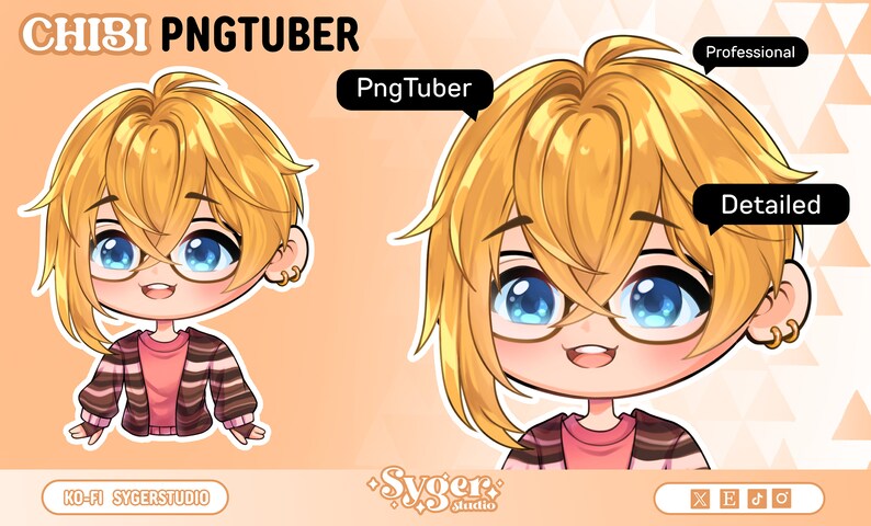 Custom Pngtuber HALF BODY, Chibi Pngtuber Comission , Character Anime ...