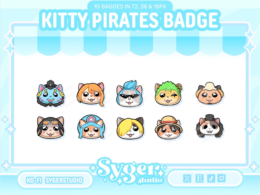 Kitty Pirates Sub Badges , Sub Badges for Twitch,stream Sub & Bit ...