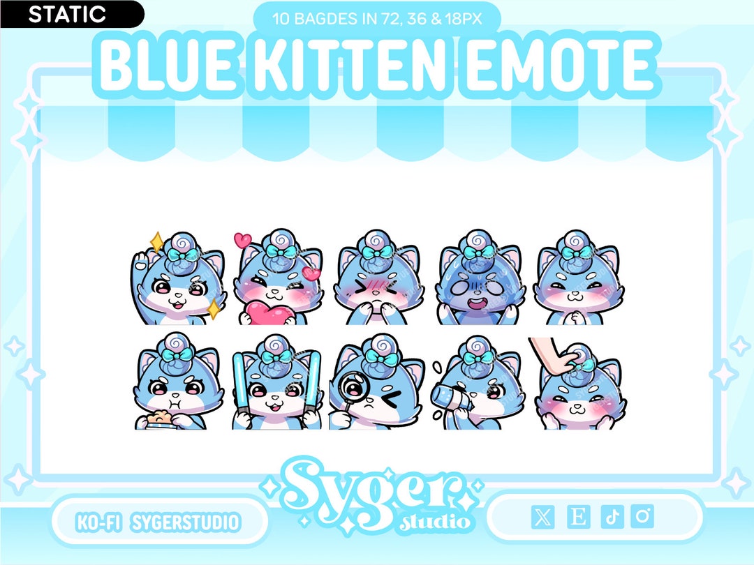 Blue Kitty Emote Twitch, Discord, Kick Emotes Instant Download ...