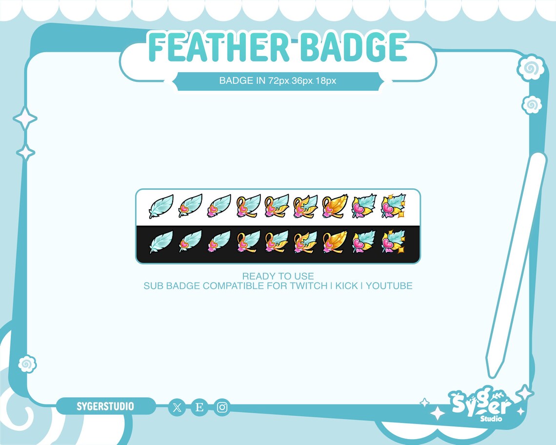 Feather Evolution Sub Badges for Twitch: Premade Stream Graphics ...
