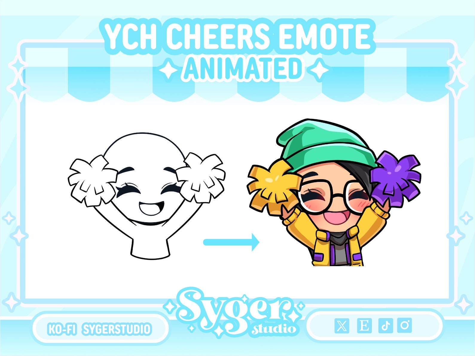 YCH Cheers Emote Chibi ,custom Chibi your Character Here, Comission ...