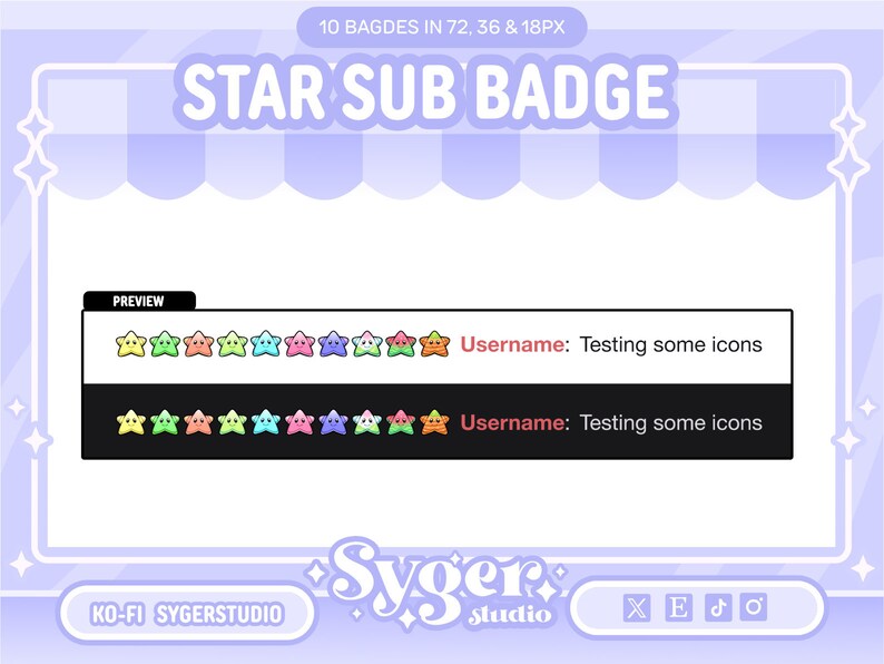 Kawaii Star Badges Sub Badges for Twitch Stream Sub & Bit - Etsy