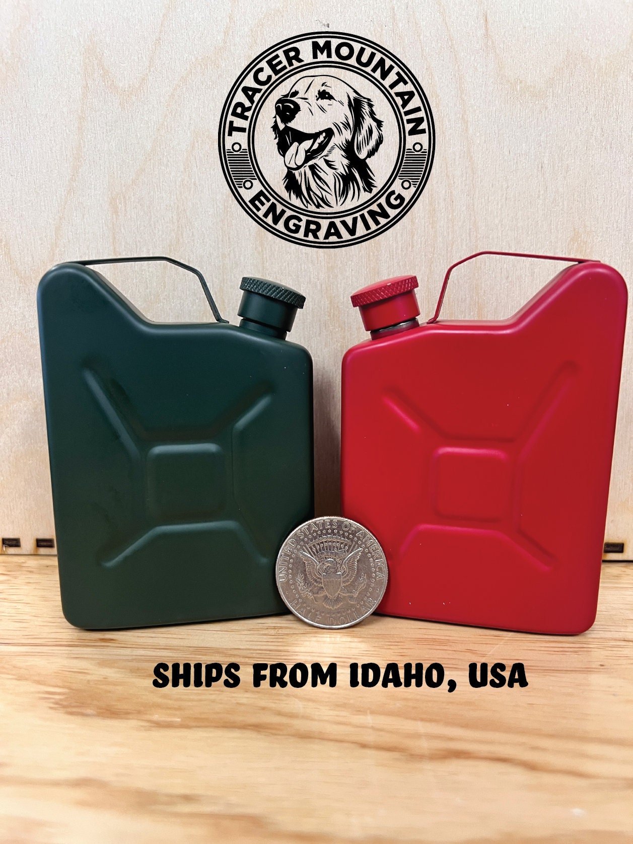 NATO Style Fuel Can/jerry Can Flask - 5oz Blank - Fuel Red or NATO ...