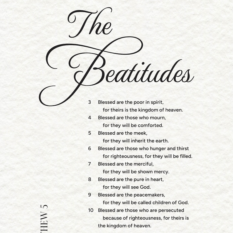 The Beatitudes Scripture Printable | Matthew 5 Wall Art | Prayer Room ...