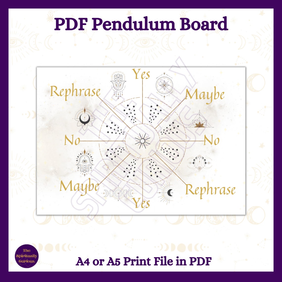 Pendulum Board Printable and Instructions, Beginner Divination Tools ...