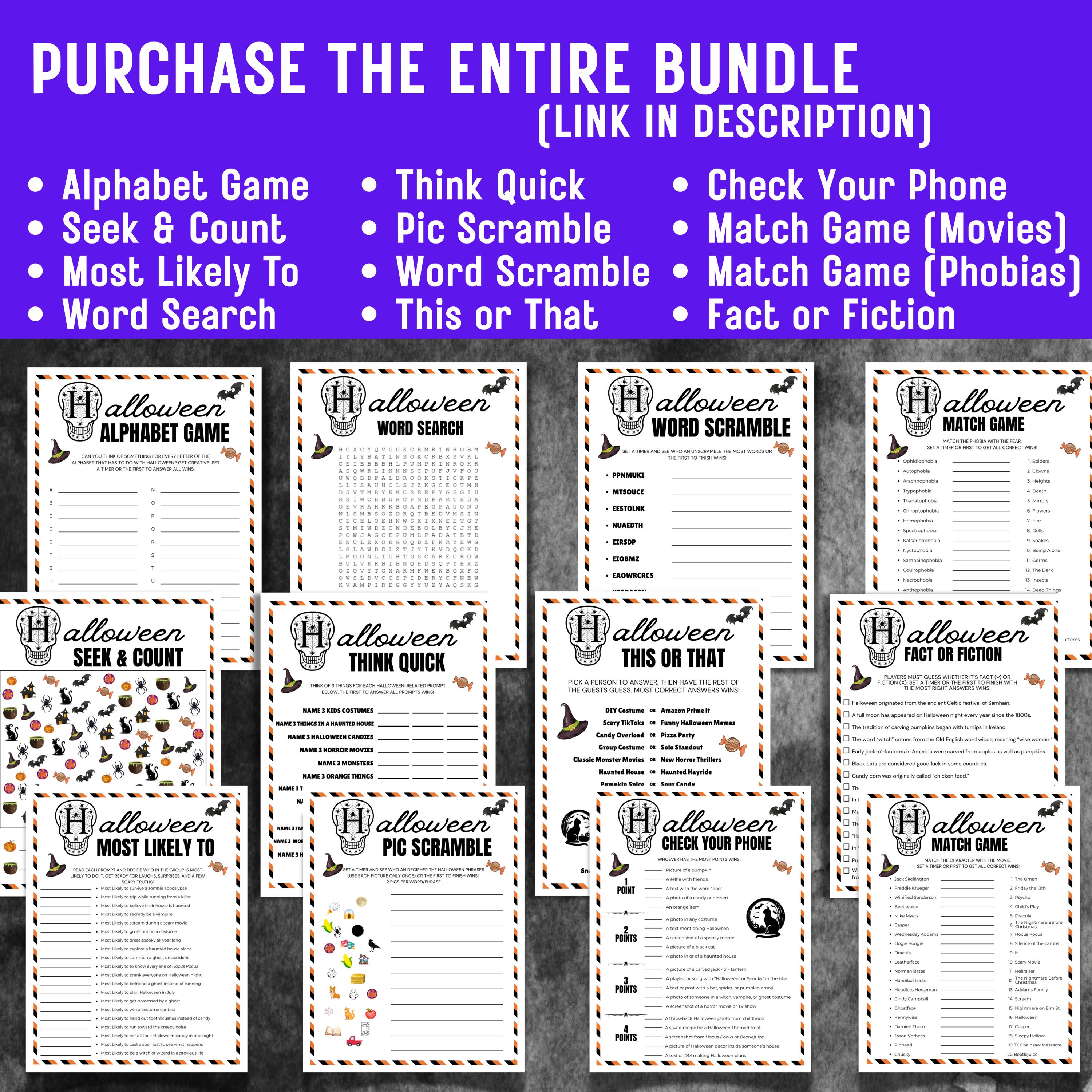 Halloween Match the Movie Character to the Movie Game - Printable ...