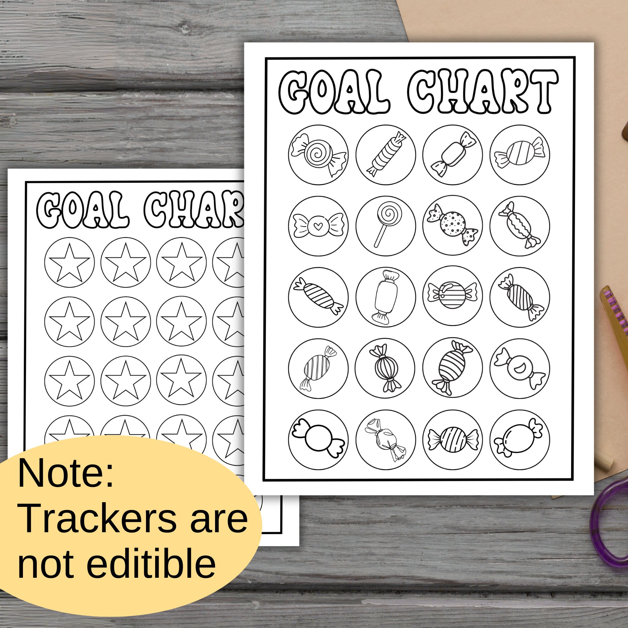 Goal Tracker Printable - 20 Marks, Stars and Candy for Kids and Adults ...