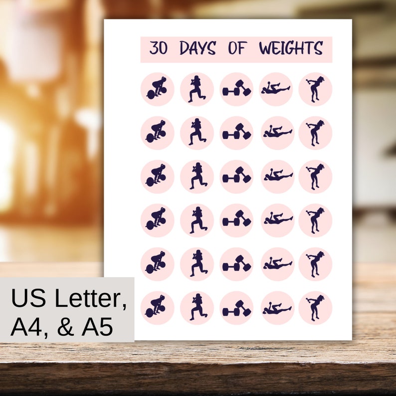 30 Day Weight Training Tracker Printable - Etsy