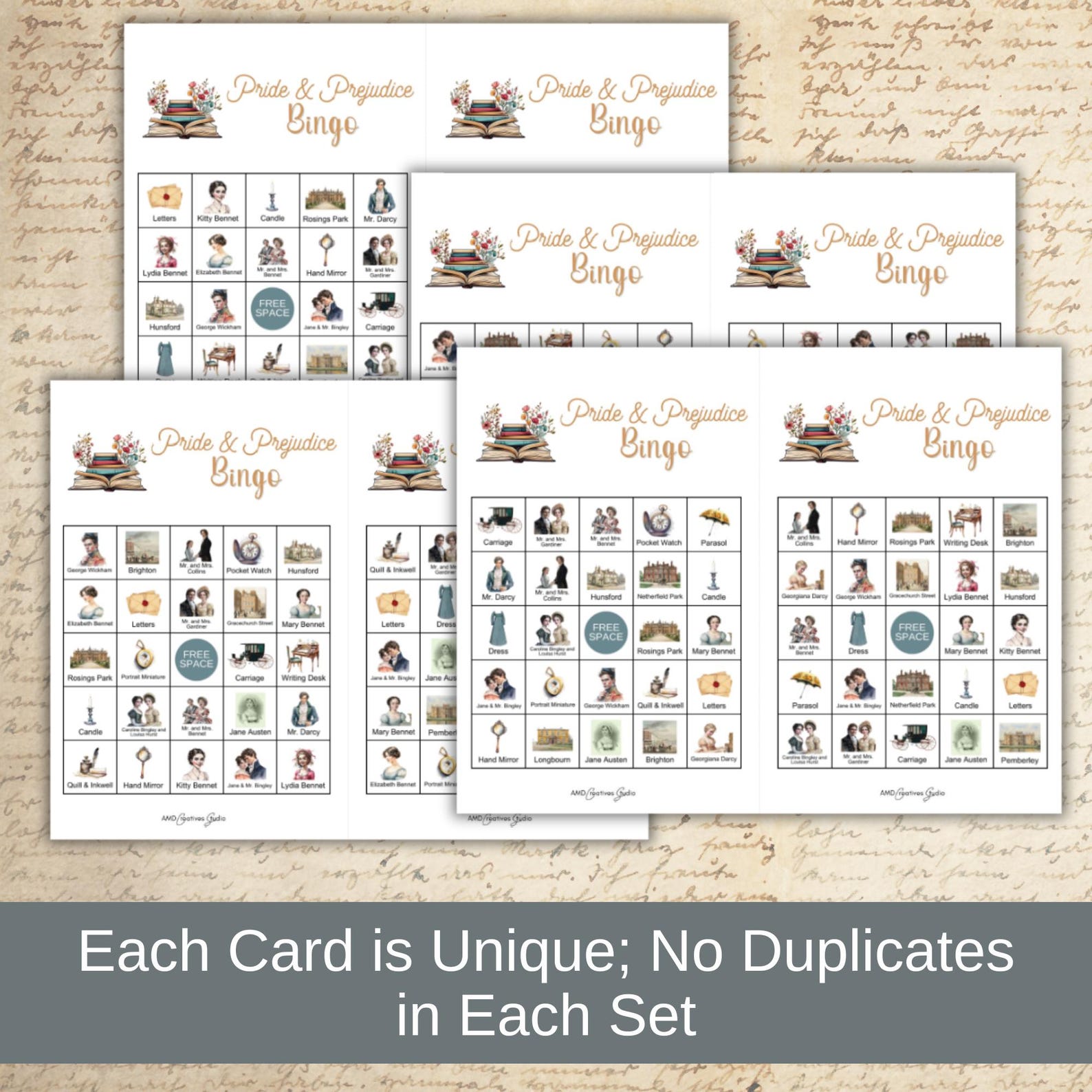 Jane Austen - Pride and Prejudice Themed Bingo Game - Book Club ...